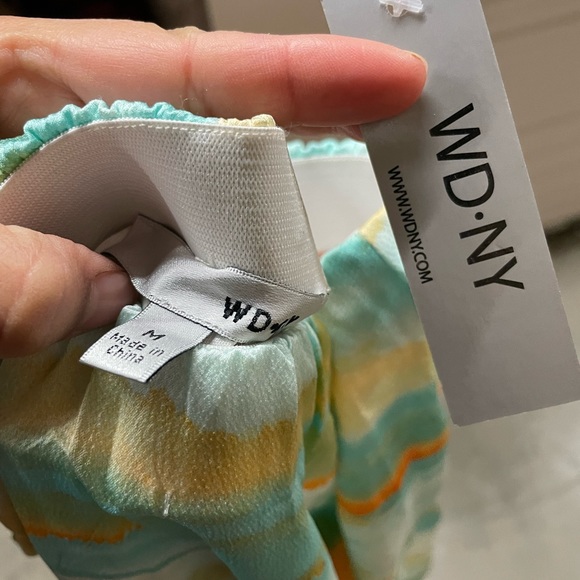 WD.NY | Skirts | Wdny Watercolor Blue Orange Tie Dye Satin Midi Skirt ...